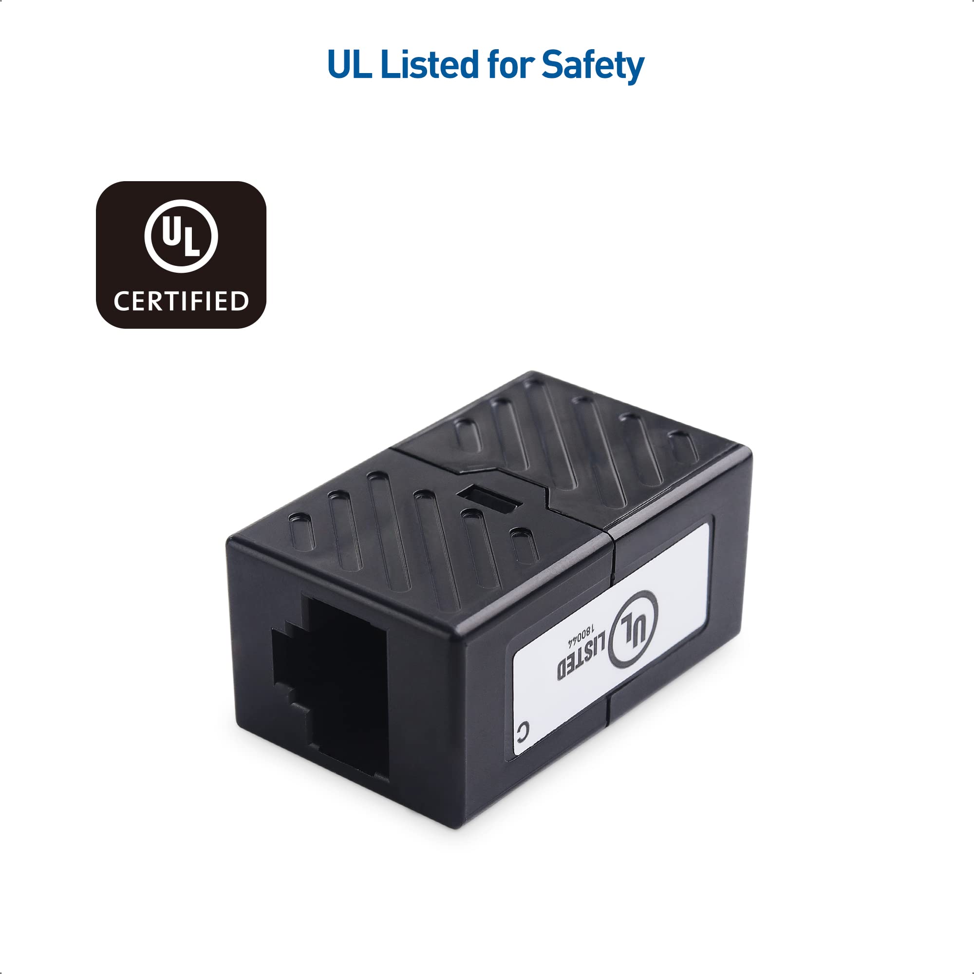 [UL Listed] Cable Matters 2-Pack 10Gbps Cat 6 Ethernet Coupler (RJ45 Coupler, Cat6 Coupler, Ethernet Extender Adapter) in Black, Compatible with Cat6A, Cat5e