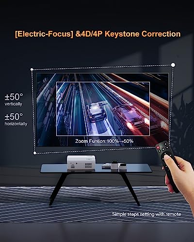 [Electric-Focus] Projector, Outdoor Projector 4K Supported, 600ANSI 20000 LUMENS, ONOAYO 1080P Movie Projector for Outdoor Use with WiFi Bluetooth, Compatible with iOS/Android/PC/PS4/TV Stick/HDMI/USB