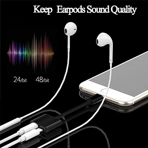 [Apple MFi Certified] iPhone Adapter,2 Pack Headphone Adapter for iPhone,Dual Lightning Audio Splitter Headphones and Charging Adapter for iPhone 14/13/12/11 Pro Max/XS/XR/X/8/7/6 Support Call