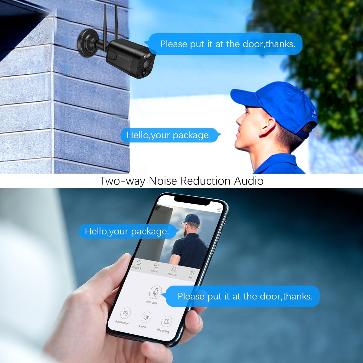 {5.0MP & 130° Ultra Wide-Angle} PIR Detection 2-Way Audio Dual Antennas Security Wireless Camera System Outdoor Wireless Security Camera, Home WiFi Surveillance Bullet Exterior Cameras