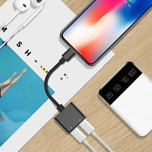 [Apple MFi Certified] 2 Pack Headphone Adapter for iPhone, 2 in 1 Lightning to 3.5mm AUX Audio + Charger Splitter Compatible with iPhone 14/13/12/11/XS/XR/iPad, Support Call+Music Control