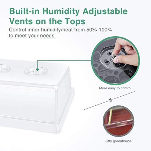 [Thick Plastic] 4 Set Strong Seed Starter Tray with 4" Humidity Dome and Pellet Holder for 100 Jiffy 30mm, 36mm & 42mm Peat Pellets, Seed Starting, Germinating Propagating, Pellet Not Included