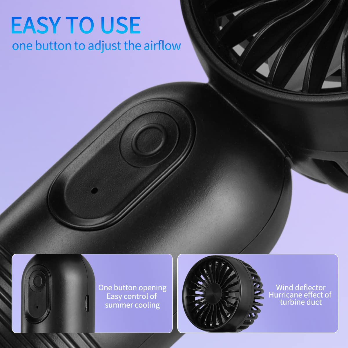 [Portable Mini Fan 3-pack] Handheld Personal Small Fan with 3-speed for Travel, USB Rechargeable Battery Operated Eyelash Fan, Black&White&Pink