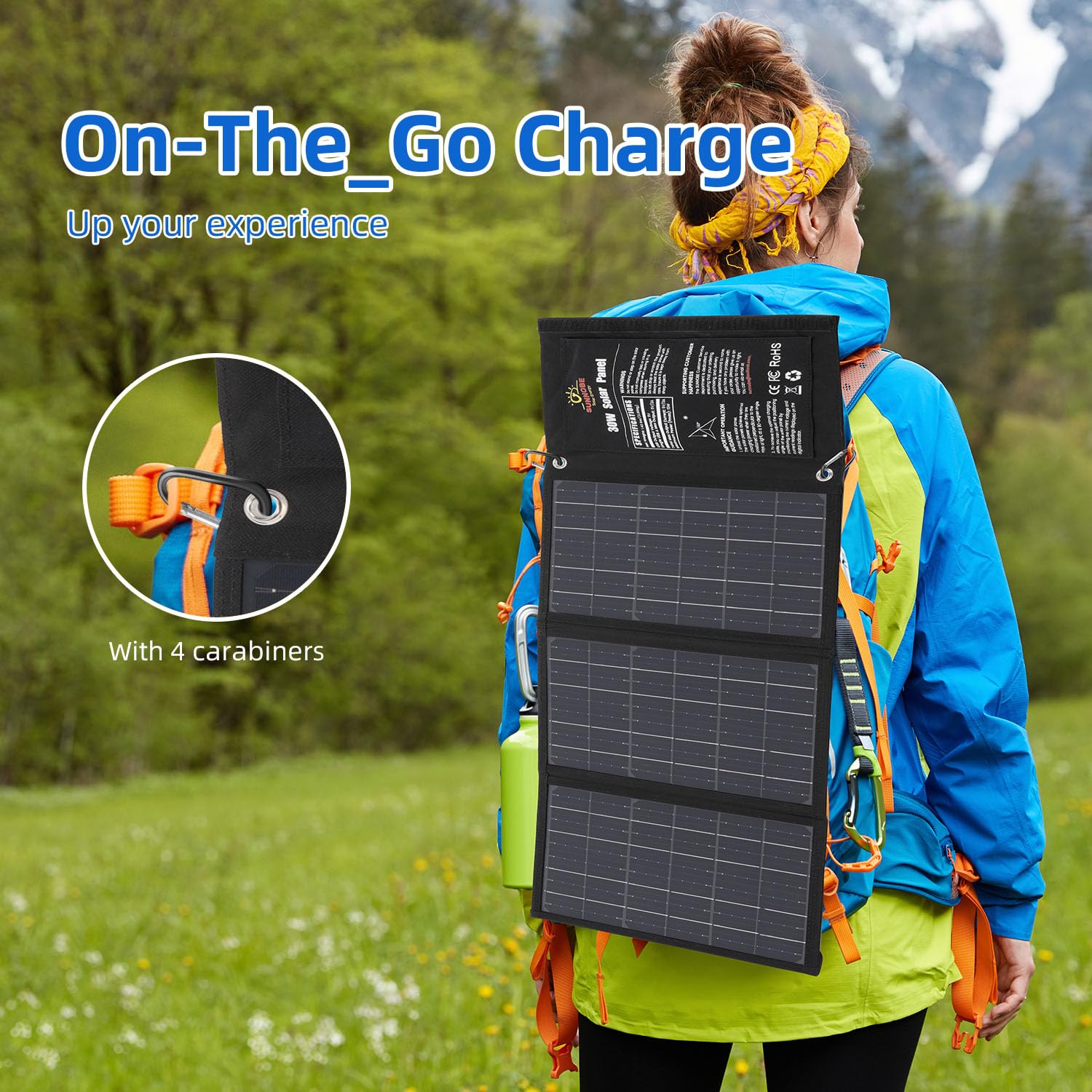 [Lightweight Upgraded]SUNNOBE Portable Solar Panel with 3-IN-1 Cable, Dual USB-A Ports, Foldable 30W Solar Panel Charger with Digital Ammeter for Camping&Hiking, Compatible with iPhone, iPad, Samsung