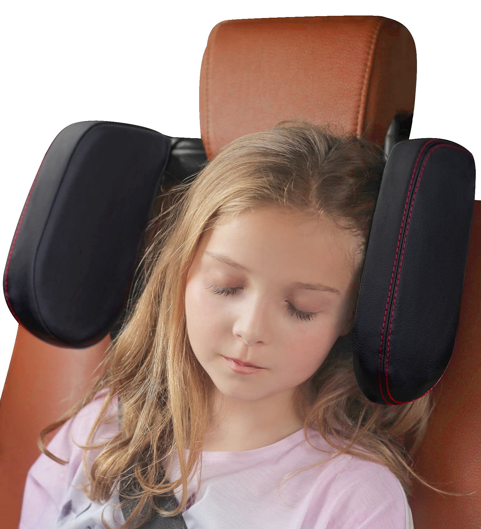 [Extended Edition] Car Headrest Pillow for Kids, Buluby Premium Sleeping Head & Neck Support for Rear Seat Passengers -Black