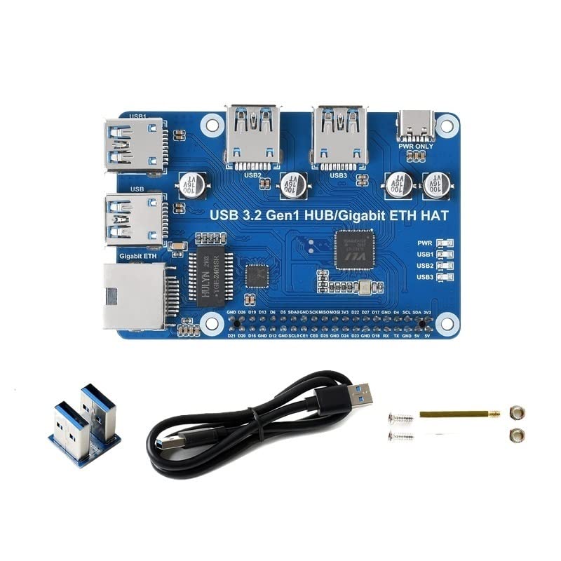[OEM Accessories] USB 3.2 Gen1 HUB HAT DC 5V Expansion Board with 4X USB 3.2 Gen1 Ports 4Rasp0berry Pi 4B [Replacements]