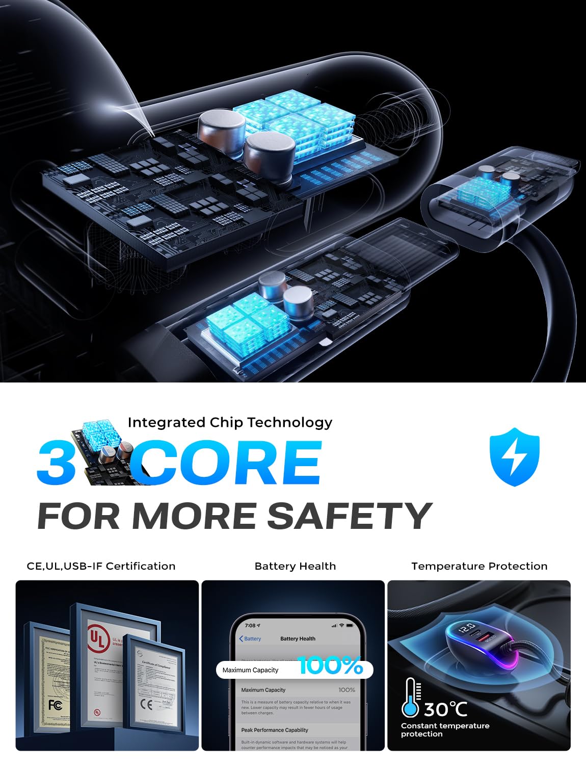 [Apple Safe Certified] USB C Car Charger Adapter LISEN 96W Cigarette Lighter USB Charger Fast Charging for iPhone Car Charger with 2-in-1 PD36W Car Charger for iPhone 15 Pro Max Plus Samsung iPad