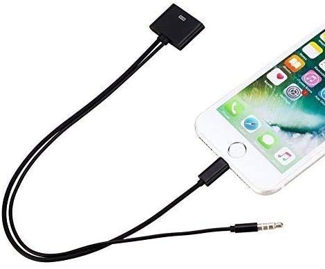 [Apple MFi Certified] Lightning to 30 Pin Adapter for iPhone, 8-Pin to 30 Pin Adapter with 3.5mm AUX Audio Cable Support Charging Docking Station, for iPhone 6s/6/6 Plus/SE/5s/5c/5/iPad/iPod (Black)