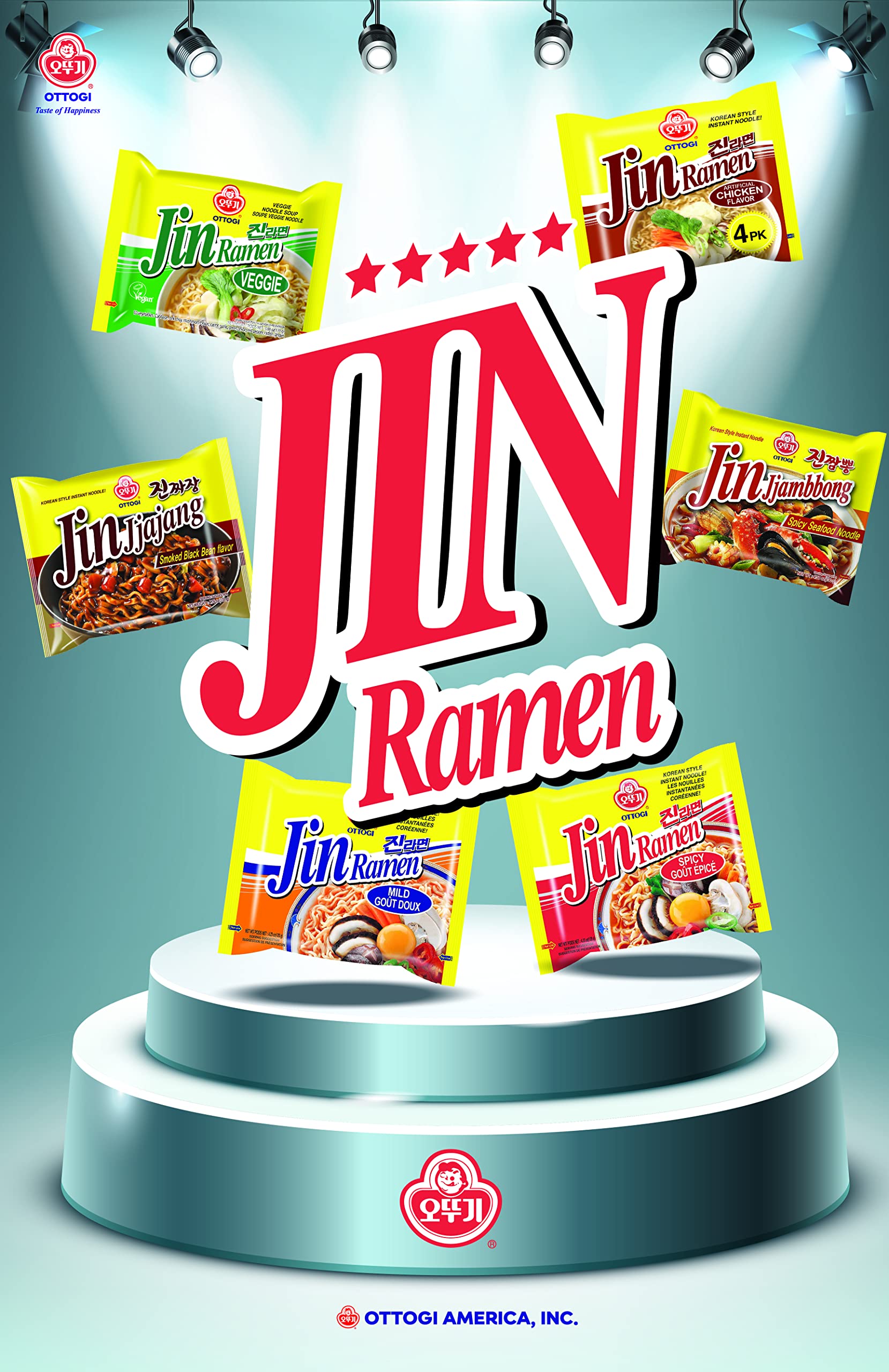 [OTTOGI] Jin Ramen, Mild Flavor - Korean Instant Ramen Noodle, Best Tasting Soup Traditional Instant Ramen (120g) -18 Pack