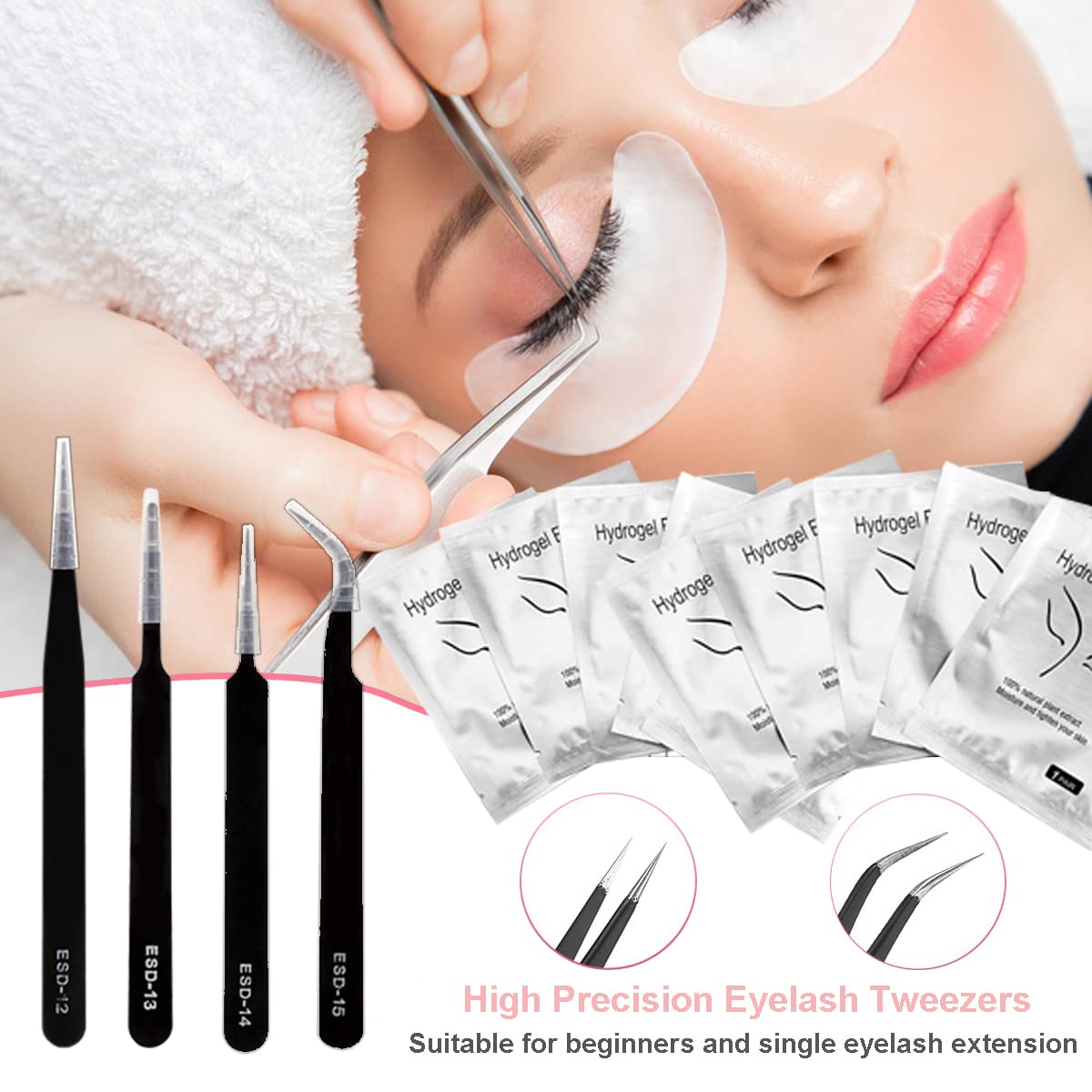 [Updated Version] 154pcs Eyelashes Extension Practice Exercise Set, Professional Flat Mannequin Head False Eyelash Grafting Training Tool Kit for Makeup Practice Eye Lashes Graft