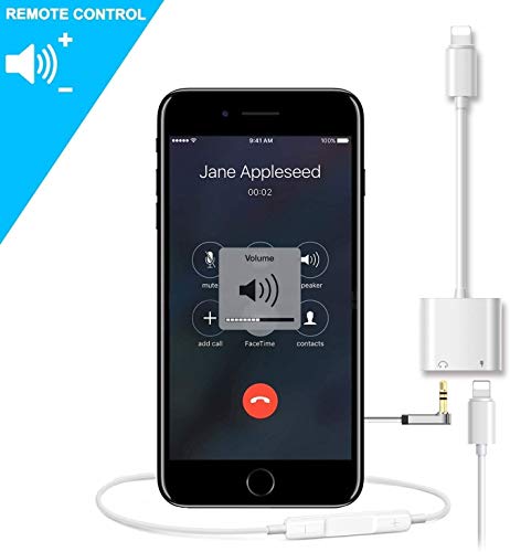 [Apple MFi Certified] 2 Pack Lightning to 3.5mm Headphones Jack Adapter for iPhone, 2 in 1 Charger +Aux Audio Splitter Dongle Adapter for iPhone 13/12/SE/11/Xs/XR/X/8 7 Support All iOS &Volume Control