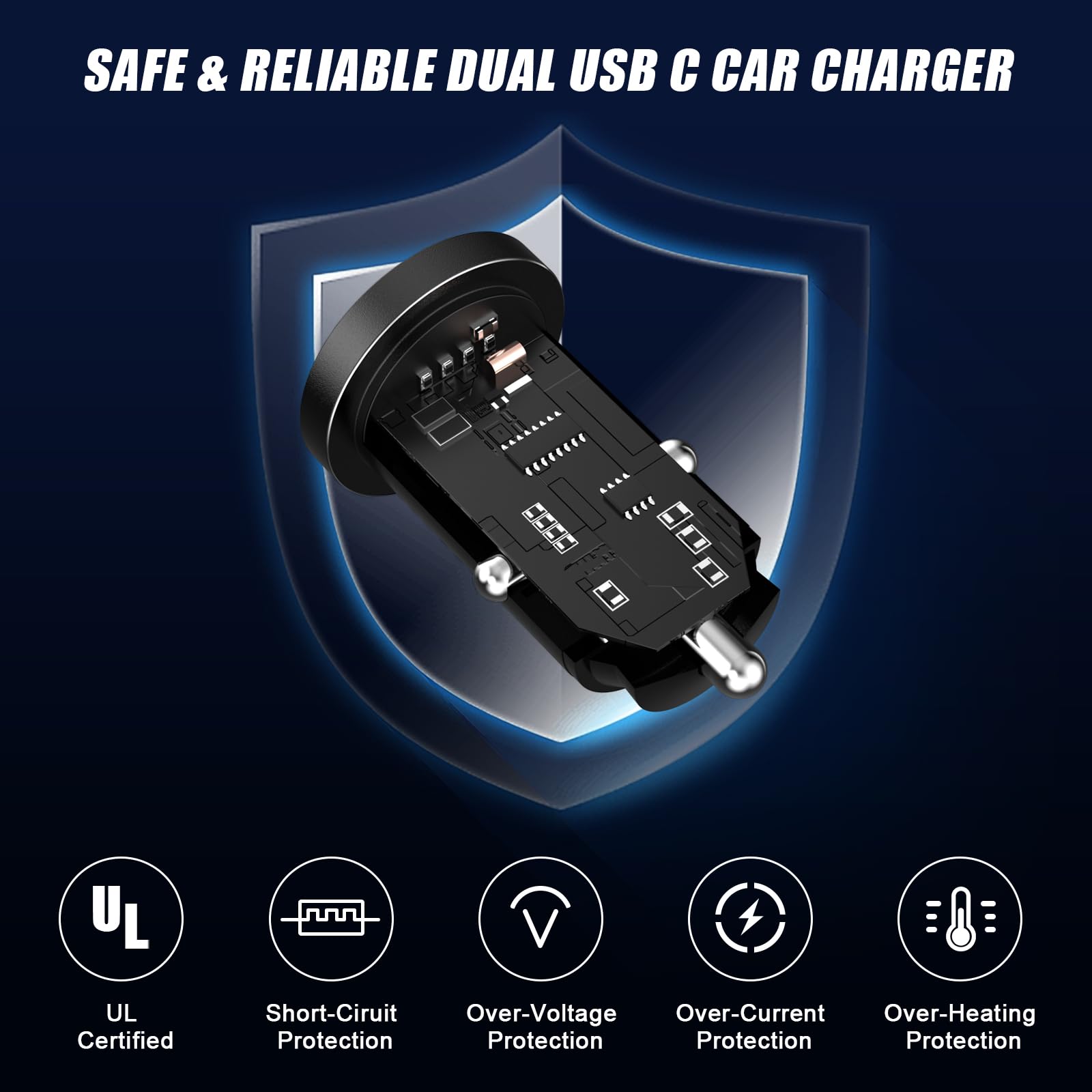 [MFi Certified] iPhone 15 Fast Car Charger, Mini 60W All Metal Dual USB C Car Charger Fast Charging Adapter & 2 Pack USB C to USB C Cord for iPhone 15/15 Plus/15 Pro/15 Pro Max/iPad Pro/Air/Mini