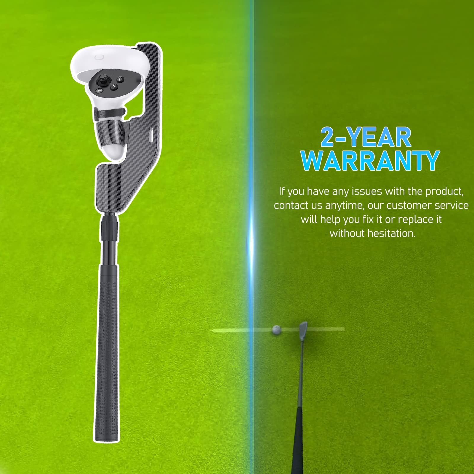 [New Version] VR Golf Club Extension for Oculus Quest 2, Defanti VR Golf Club Adapter Handle Accessories, Golf Club Attachment with 2 Controller Covers Bonus, Enhance Immersive VR Game Experience