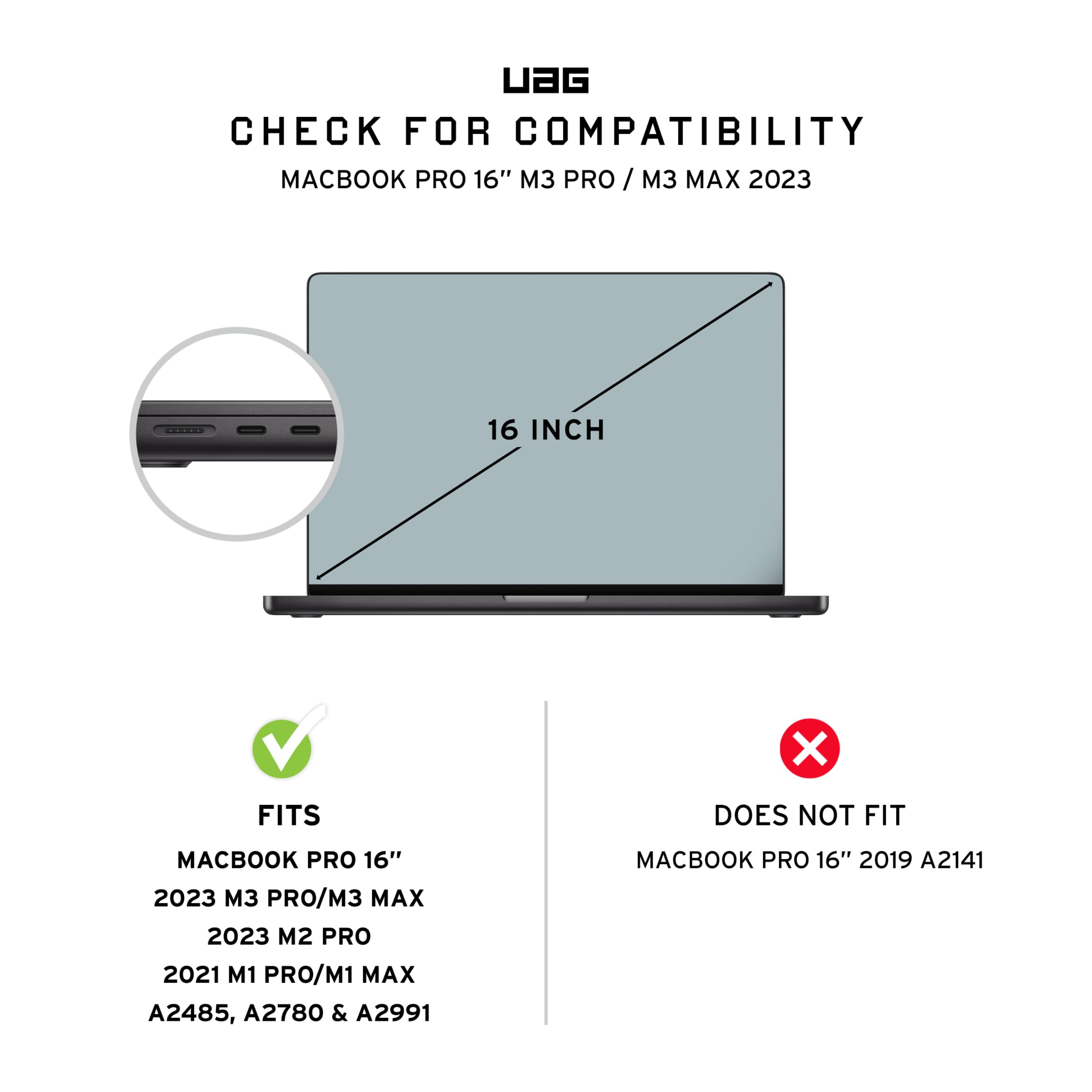 [U] by UAG Designed for MacBook Pro 16" Case 2021-2023 A2991 M3 Pro/Max, A2780 M2 Pro/Max, A2485 M1 Pro/Max Lightweight Scratch Resistant Touch ID DOT Protective Laptop Cover, Clear Translucent Ice