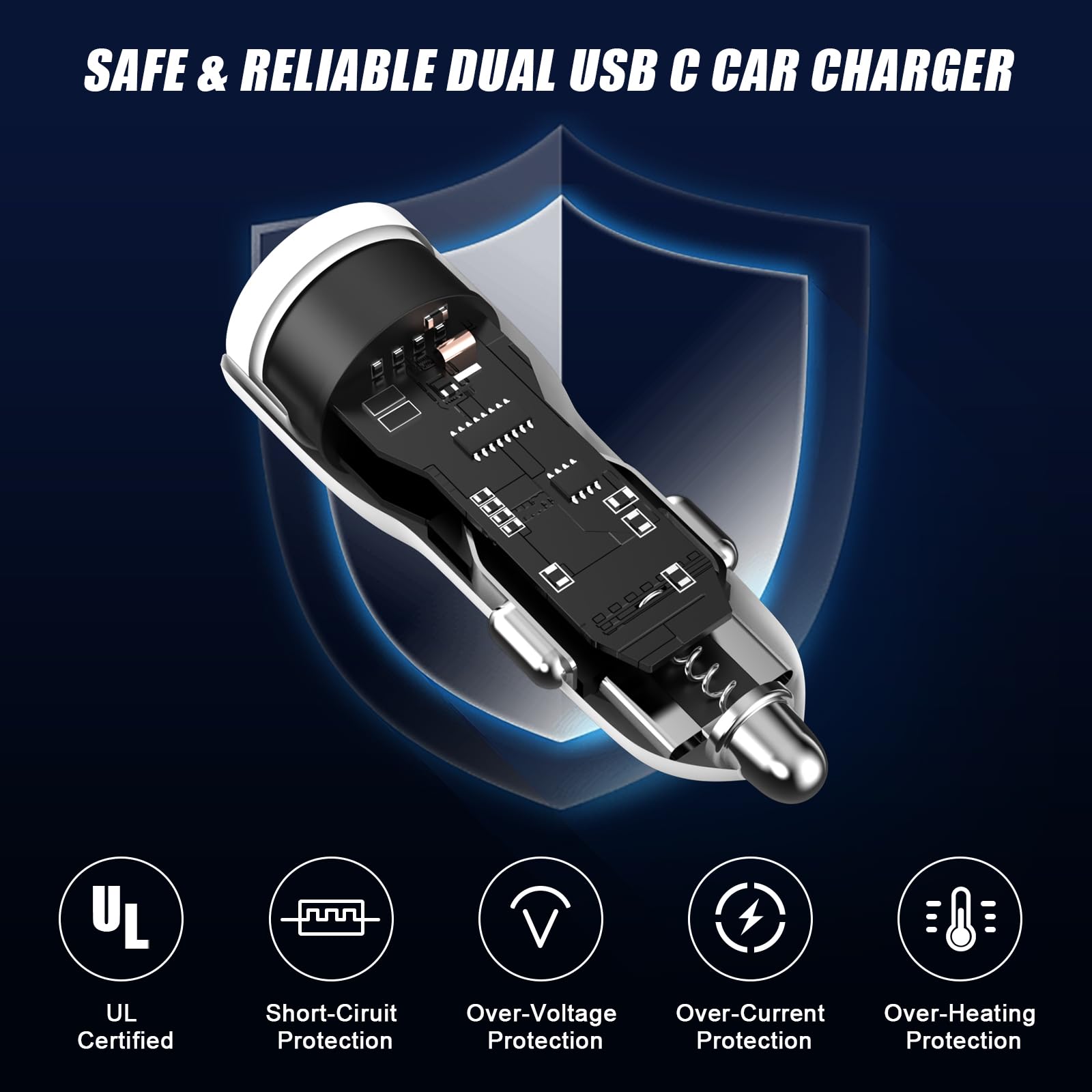 [MFi Certified] iPhone 15 Pro Max Car Charger Fast Charging, 40W Dual USB C Car Charger Cigarette Lighter with 2 Pack Type C to C Cable for iPhone 15/15 Plus/15 Pro/15 Pro Max, iPad Pro/Air/Mini