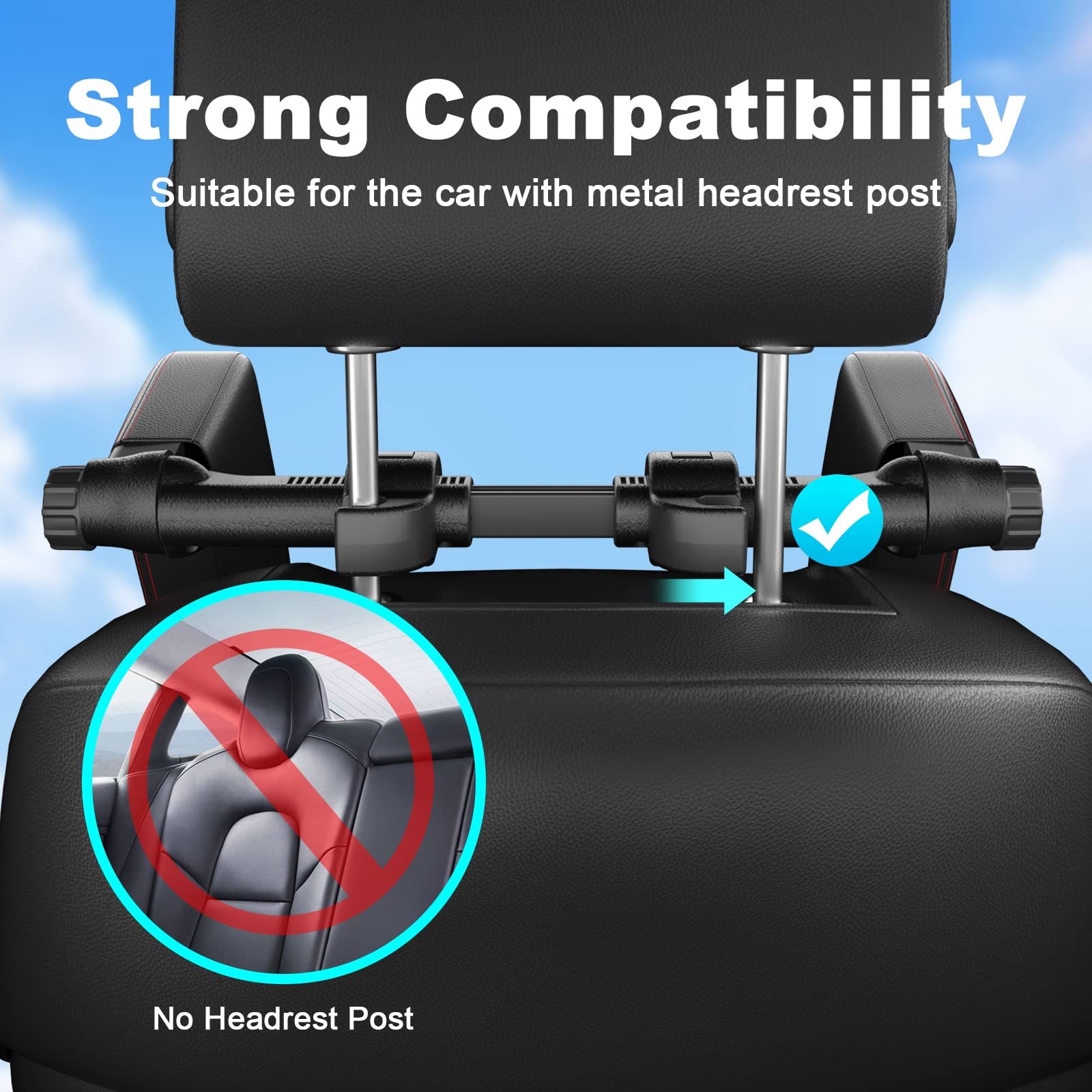 [Extended Edition] Car Headrest Pillow for Kids, Buluby Premium Sleeping Head & Neck Support for Rear Seat Passengers -Black