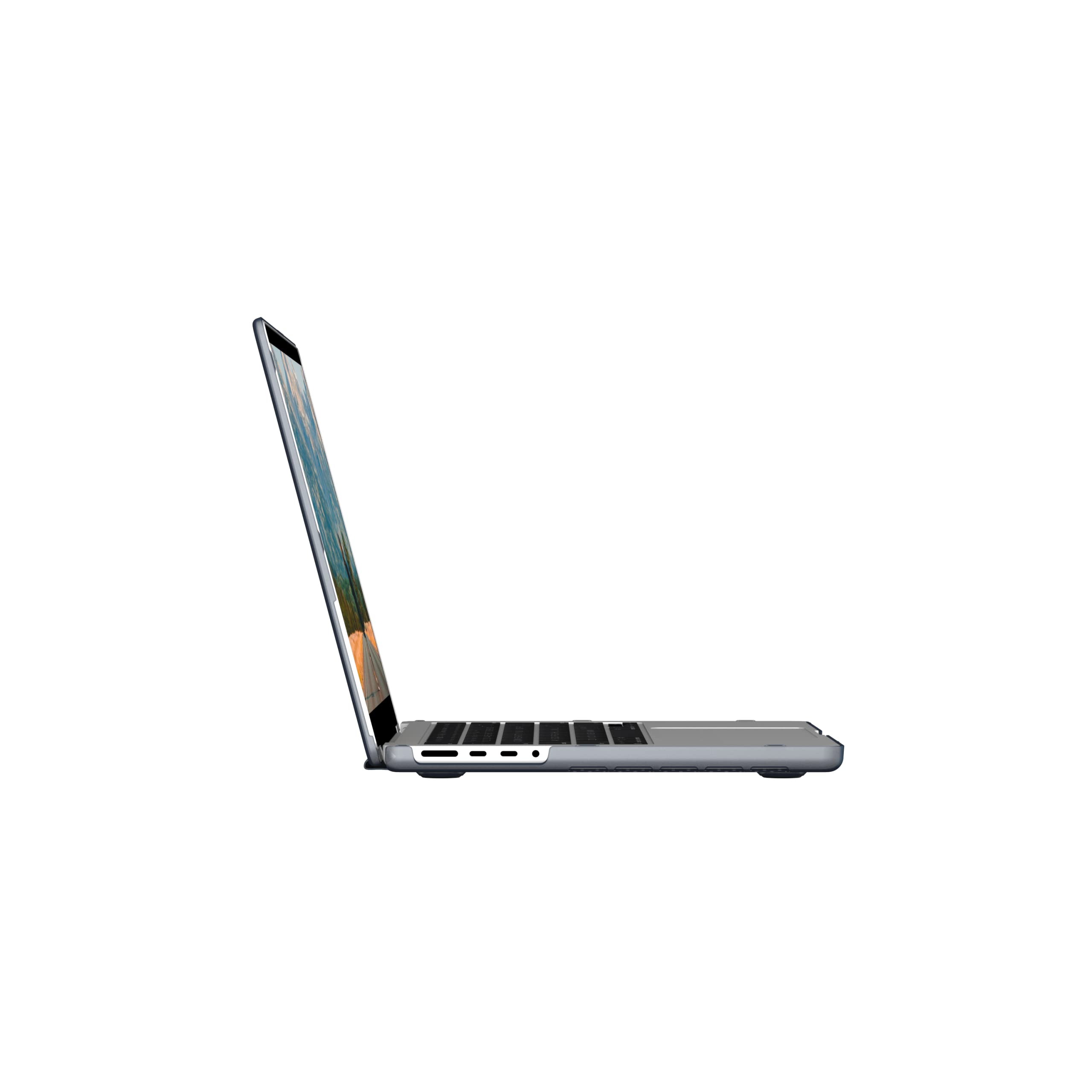 [U] by UAG Designed for MacBook Pro 14" Case 2021-2023 A2918 A2992 M3/M3 Pro/Max, A2779 M2 Pro/Max, A2442 M1 Pro/Max Slim Scratch Resistant Touch ID DOT Protective Laptop Cover, Grey Translucent Ice