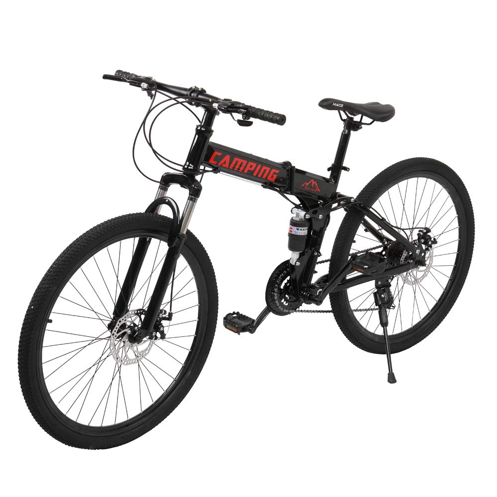 [Camping Survivals] 26-Inch 21-Speed Folding Mountain Bike Black（Do not Sell on Amazon）