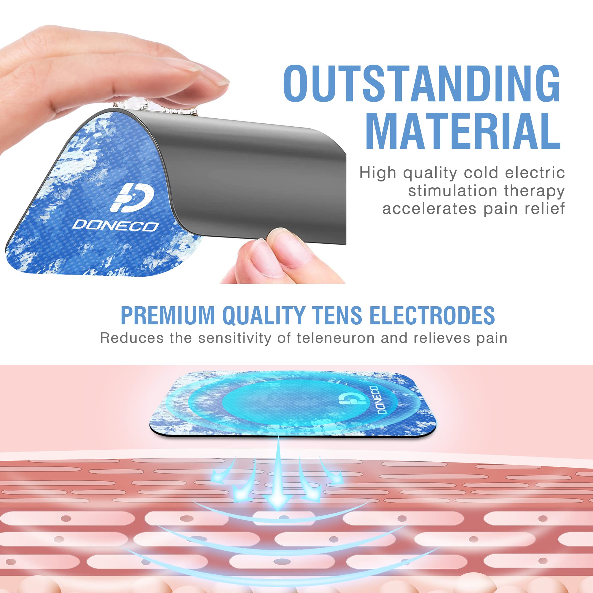 [Cold Pain Therapy] DONECO TENS Unit Pads 2X4 10 Pcs Replacement Pads Cooling Electrode Patches for Cold Physiotherapy and The Treatment of Chronic Local Pain