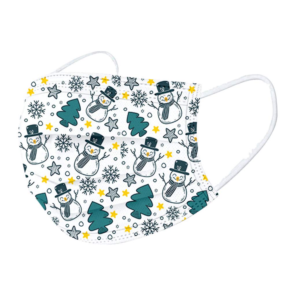 [US Stock] Kids Disposable Face Mask Christmas Pattern 50pcs 3-ply Non-Woven Multicolored Face Masks for Kids Breathable by MASZONE