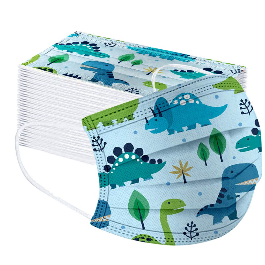 [US Stock] 100PCS Non-Woven Children Disposable Face Mask 3-Layer Multicolor Face Masks Breathable for Kids by MASZONE
