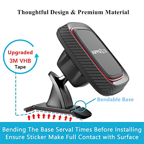 [Upgraded Version]Magnetic Phone Car Mount, 6 Strong Magnets, Universal Phone Car Magnet Holder Compatible with IPhone 13, Samsung, LG, All Smartphone/Mini Tablet, 360°Rotation Stick Car Phone Mount