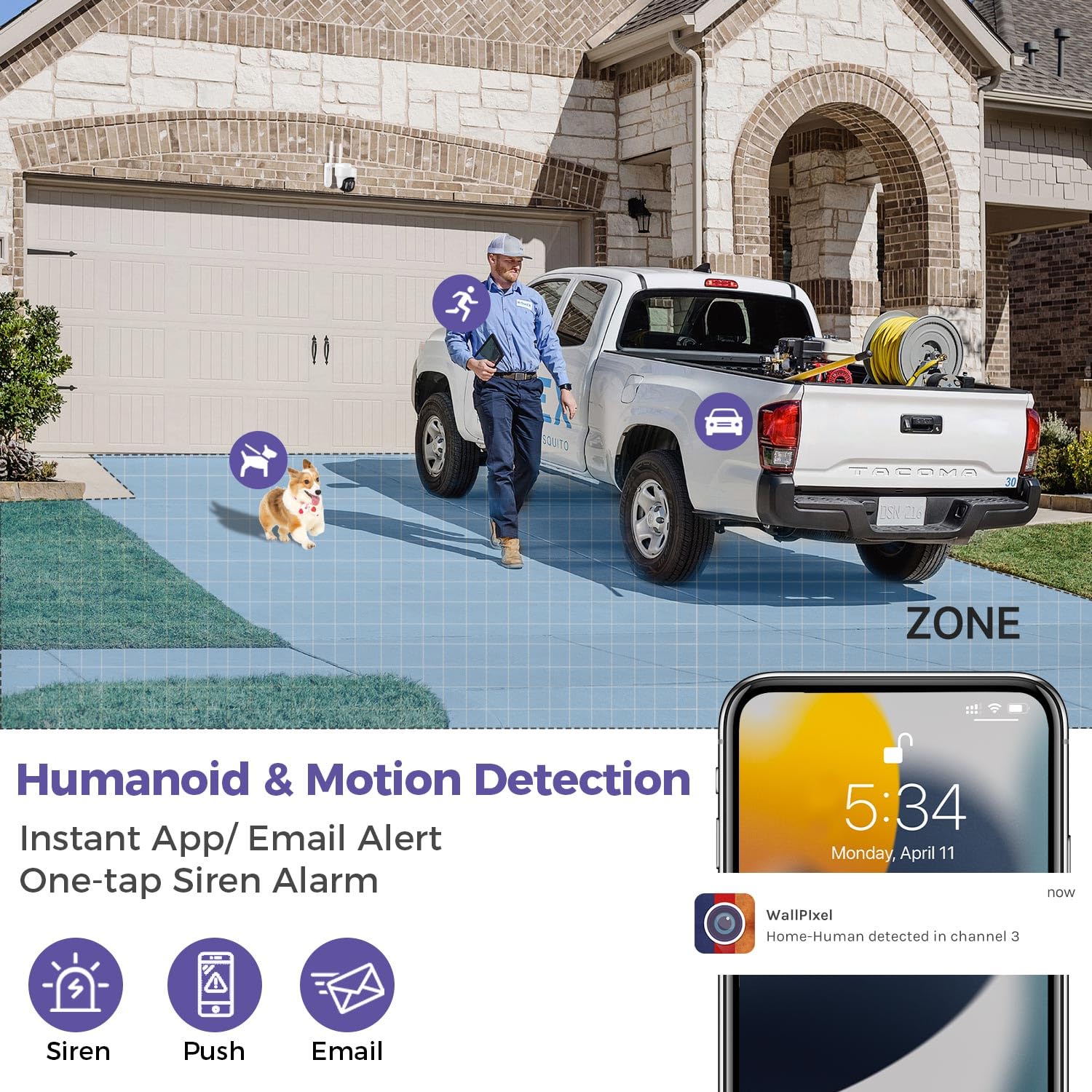 [Auto-Track & 10X Zoom] XMARTO 10CH WiFi 6 HD PTZ Security Camera System Wireless Outdoor/Indoor, Dual-WiFi 4K NVR with 8X Rotate 6MP Home Cams, 1TB HDD (Plug-in 24/7 Surveillance, WiFi-Relay)