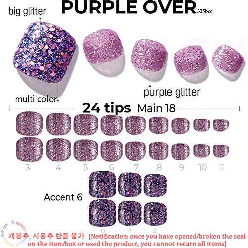 [DASHING DIVA -Toes]Magic Press SUPER SLIM Fit- Pedicure (2 Different Designs 24+24strips)PURPLE OVER+SO BLUE 335/36bcc