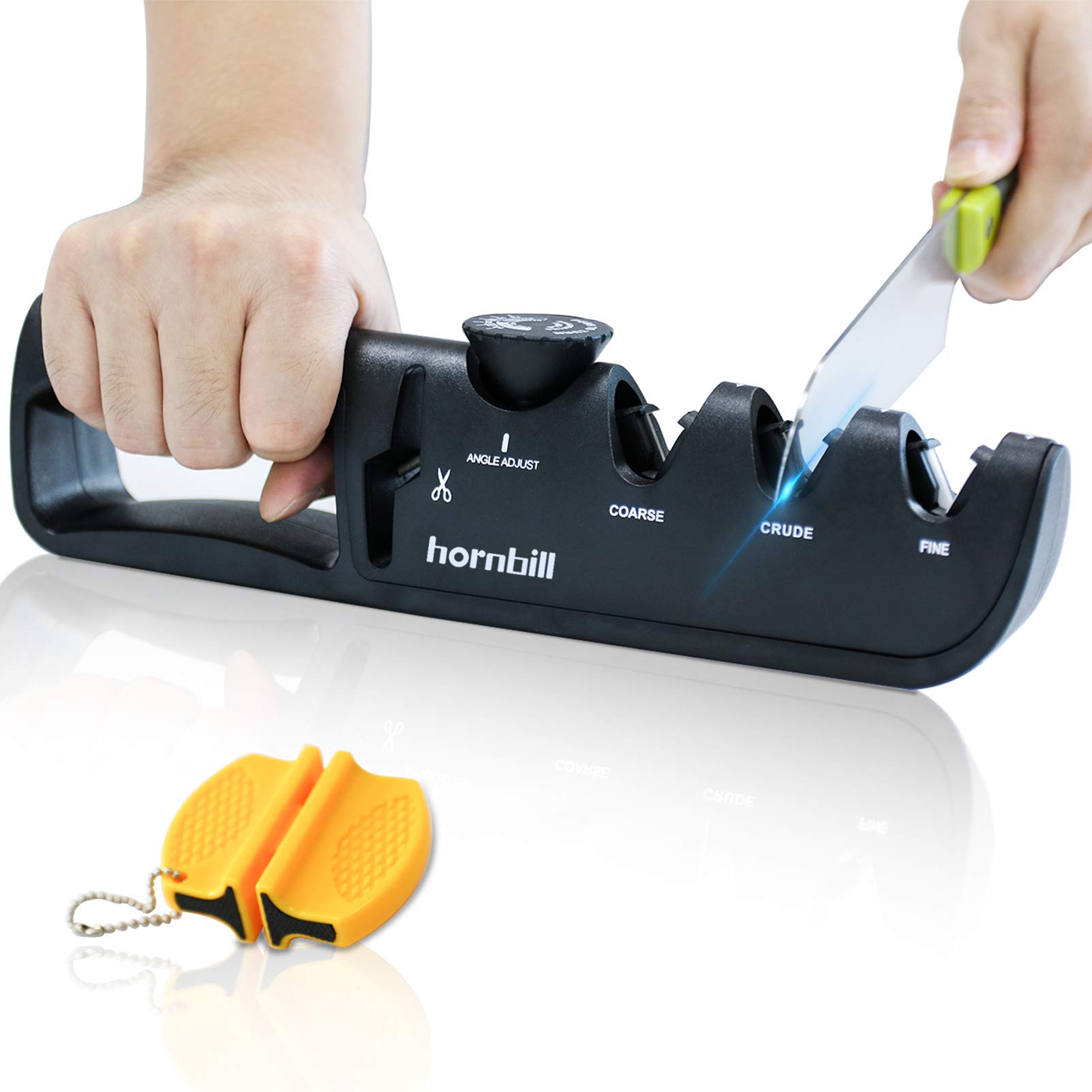 【2022 NEW】Manual Kitchen Knife Sharpener Adjustable 12-24°, 4-in-1 Chef Choice Knife and Scissor Sharpener, Repair, Restore, Polish Blades, Blade Sharpener for Ceramic/Steel Knife/Scissor/Home Kitchen