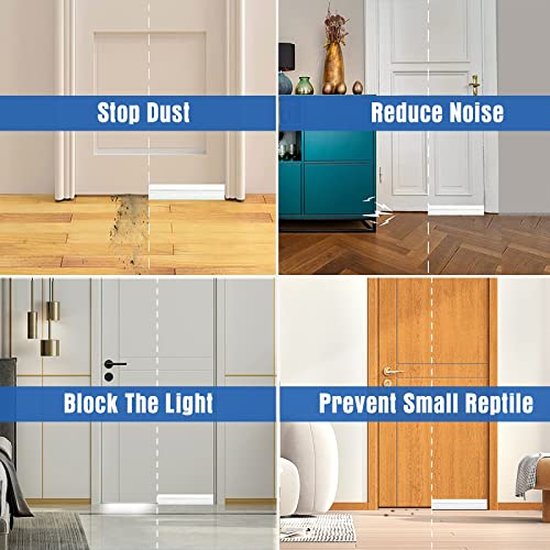 [New Upgrade] Huge Gap Door Draft Stopper, 3-2/5"W Widened Door Sweep Seal Gap Up to 1-4/5" for Interior & Exterior Doors - Keeping Draft, Noise, Dust and Unwanted Animals Out,3-2/5"W x 39" L,White