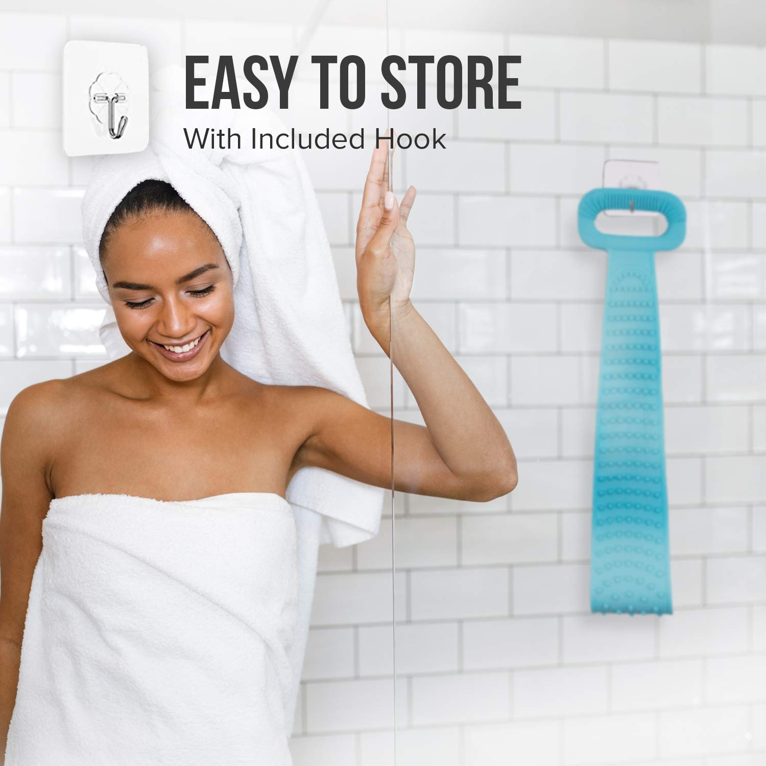 [XXL Length] Silicone Back Scrubber for Shower, 35" Extra Long Double Sided Bath Body Scrubber Brush, Deep Clean Exfoliating Improve Back Skin, Comfortable Massage for Men and Women
