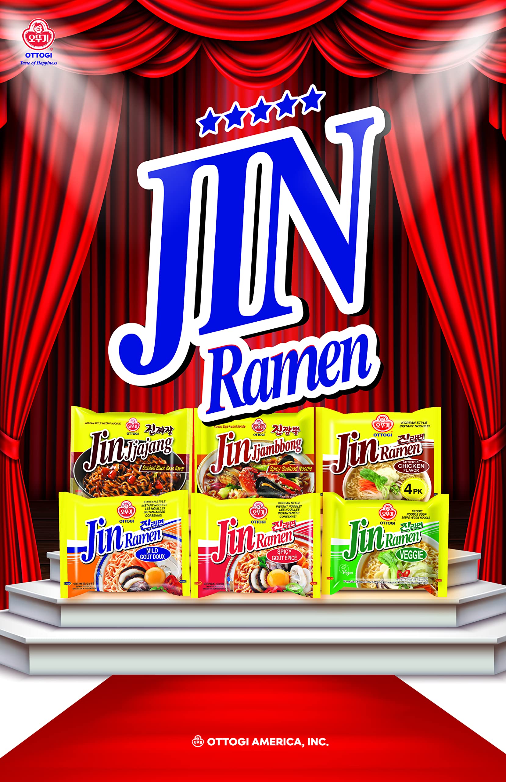 [OTTOGI] Jin Ramen, Mild Flavor - Korean Instant Ramen Noodle, Best Tasting Soup Traditional Instant Ramen (120g) -18 Pack