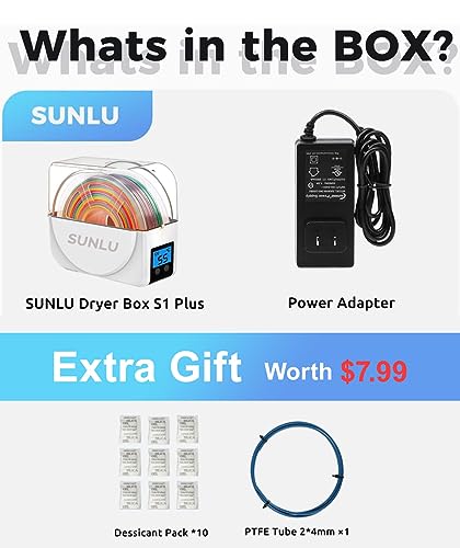 [Upgraded] SUNLU S1 Plus Filament Dryer Box with Fan for 3D Printer Filament, Upgraded Filament Dehydrator Storage Box for 3D Filament 1.75 2.85 3.0 Keeping Filament Dry During 3D Printing