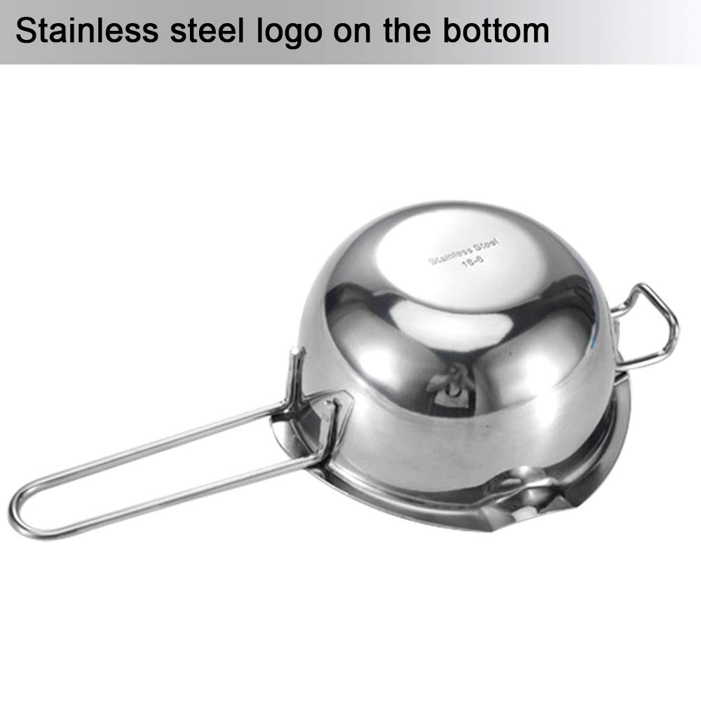 [New Upgrade] Stainless Steel Double Boiler Pot 600ML for Melting Chocolate, Butter, and Candle Making - 18/8 Steel Universal Insert