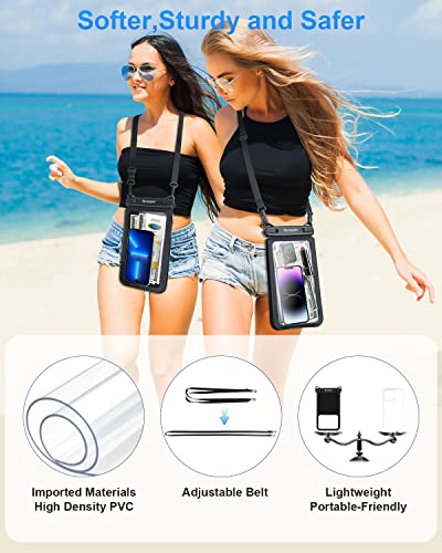 [Up to 10"] Large Waterproof Phone Pouch Bag - 2Pack, Waterproof Case Compatible with iPhone 14 Pro Max/13/12/11/XR/X/SE/8/7,Galaxy S22/S21 Google, IPX8 Cellphone Dry Bag Vacation Essentials Black