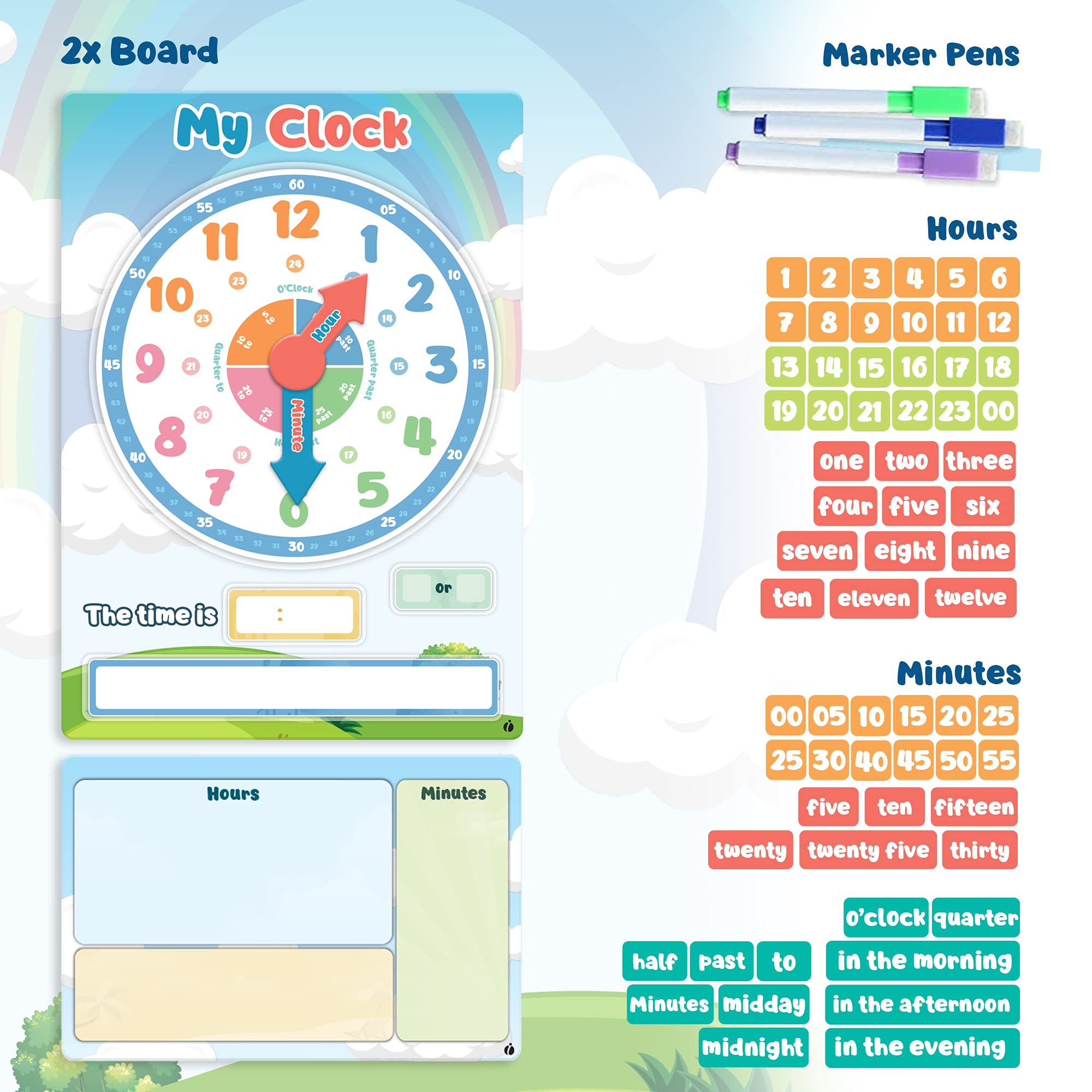 [New] Magnetic Learning Clock, Telling Time Teaching Clock for Kids - Great for Learning to Tell Time, Analog and Digital Clock - Practice Toy Clock with Movable Hands for Toddlers