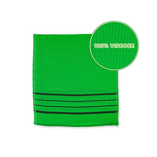 [Variety Pack] Korean Asian Exfoliating Washcloth - Scrubbing Cloth for Removing Dead Skin Callus, Cleaning Pores and Reducing Acne Breakout, Reusable (Green 4pcs + Red 4pcs)