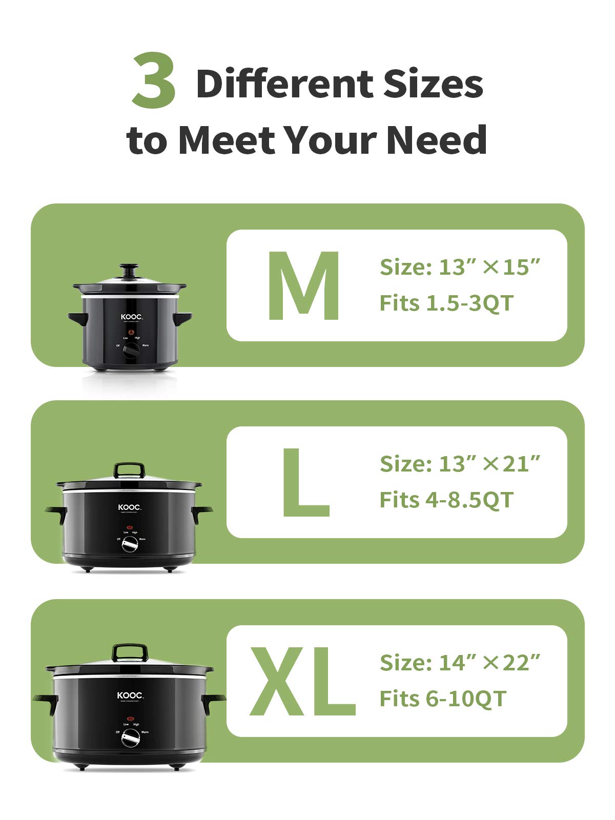 [NEW]KOOC Premium Slow Cooker Liners and Cooking Bags, Large Size Fits 4QT to 8.5QT Pot, 13"x21" (20 counts), Suitable for Oval & Round Pot, BPA Free