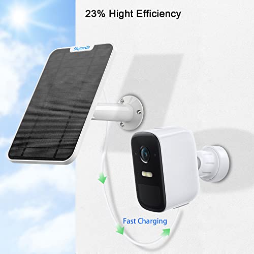 [Updated Version] 4W Solar Panel Charging Compatible with Eufycam 2C/2C Pro/E40/E20/2/2 Pro/E, with 13.1ft Waterproof Charging Cable, IP65 Weatherproof,Includes Secure Wall Mount (White)