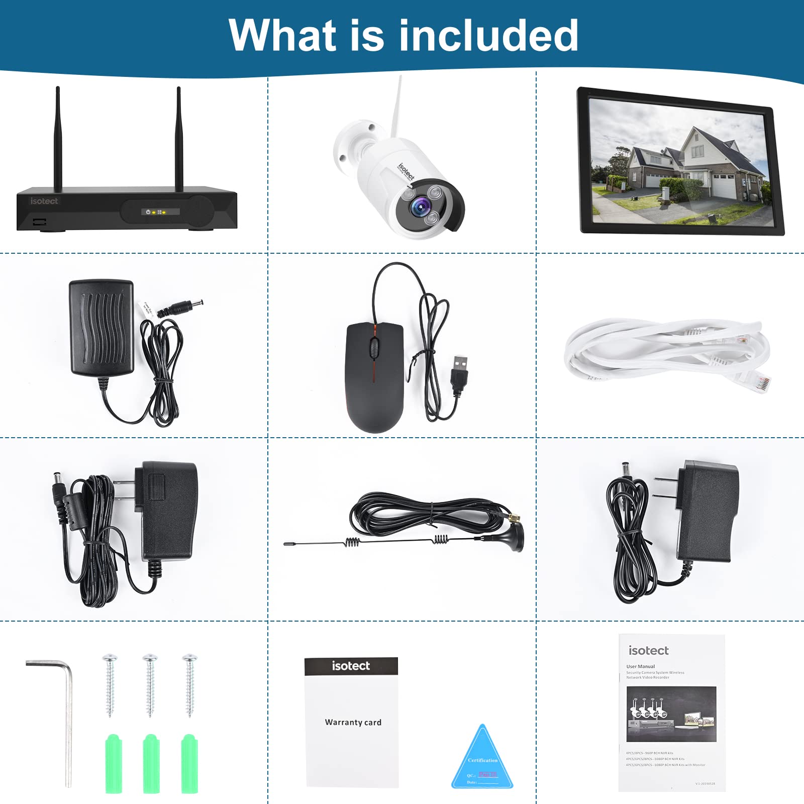 [Newest Strong Version]ISOTECT 11.6''Monitor, High-efficiency Video Coding Monitoring NVR Wireless Security Camera System,8CH Full HD 3MP CCTV Security System,6 IP66 Waterproof Cameras,2TB HDD