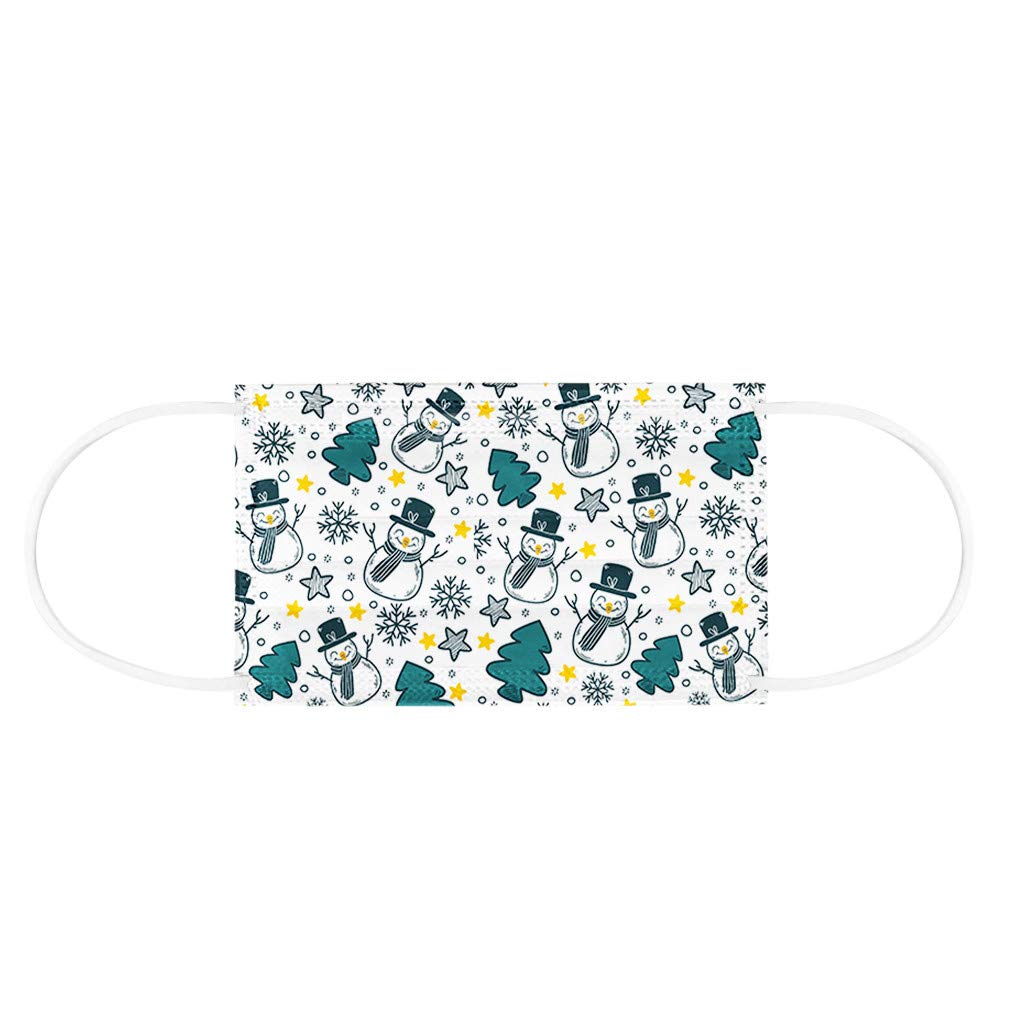 [US Stock] Kids Disposable Face Mask Christmas Pattern 50pcs 3-ply Non-Woven Multicolored Face Masks for Kids Breathable by MASZONE