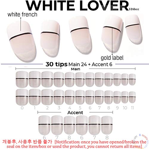 [DASHING DIVA–Nails]Premium Magic Press SUPER SLIM FIT(2 Different Designs 30+30strips in 12 sizes)WHITE LOVER+CHEER UP MINT 326/27bcc
