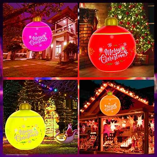[Upgraded] Hysagtek Extra Large Inflatable Christmas Ornaments, 24 Inch Giant Inflatable Christmas Yard Decorations with Rechargeable Light, Remote & Air Pump for Outdoors Holiday Yard & Pool Decor