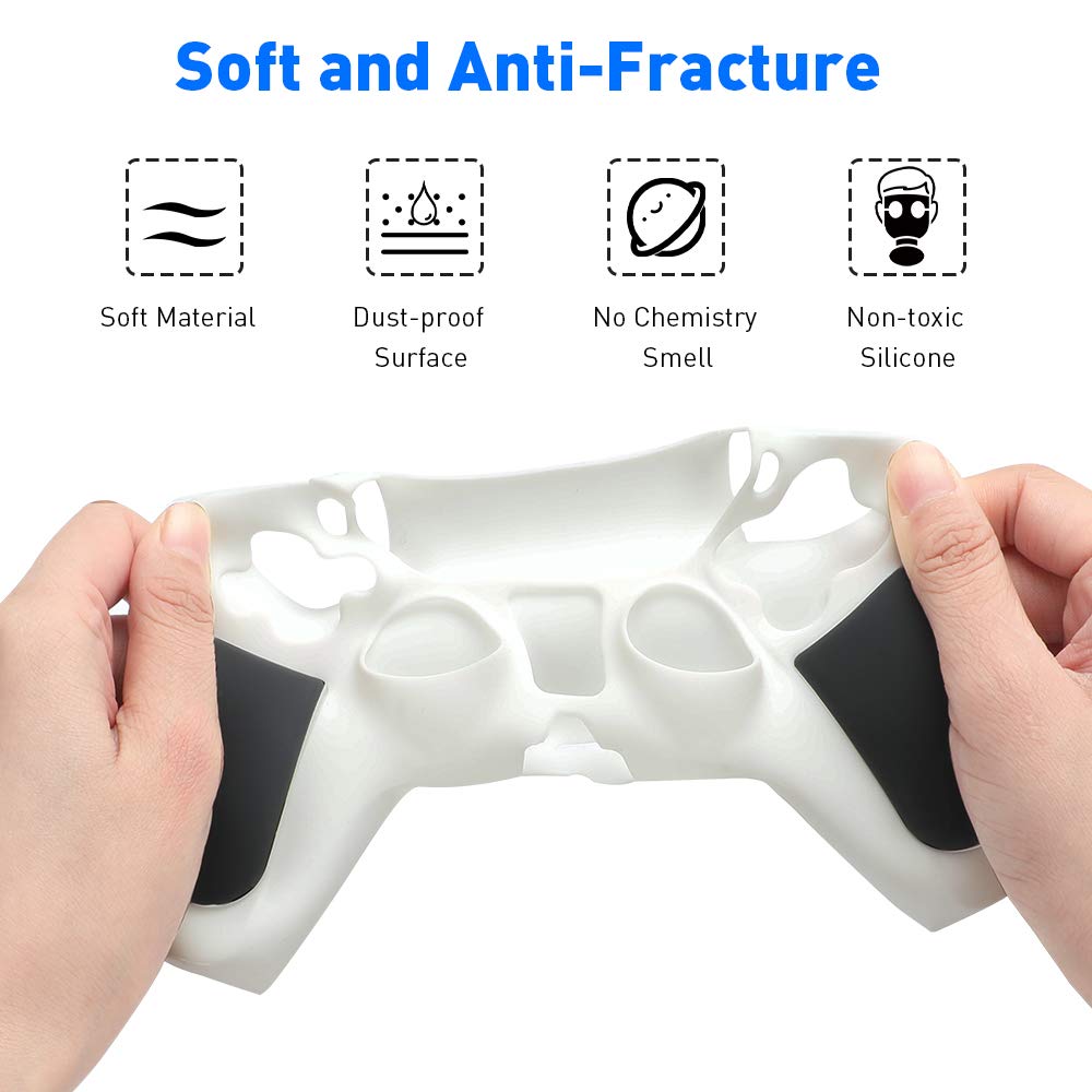 【2.0 Upgraded】Dual PS5 Controllers Charger with Hyper Cover for DS, KKUYI PS5 Controller Charging Station, Fast Charger Stand Dock for Sony Playstation 5 DualSense with Dual USB C Ports LED Indicator