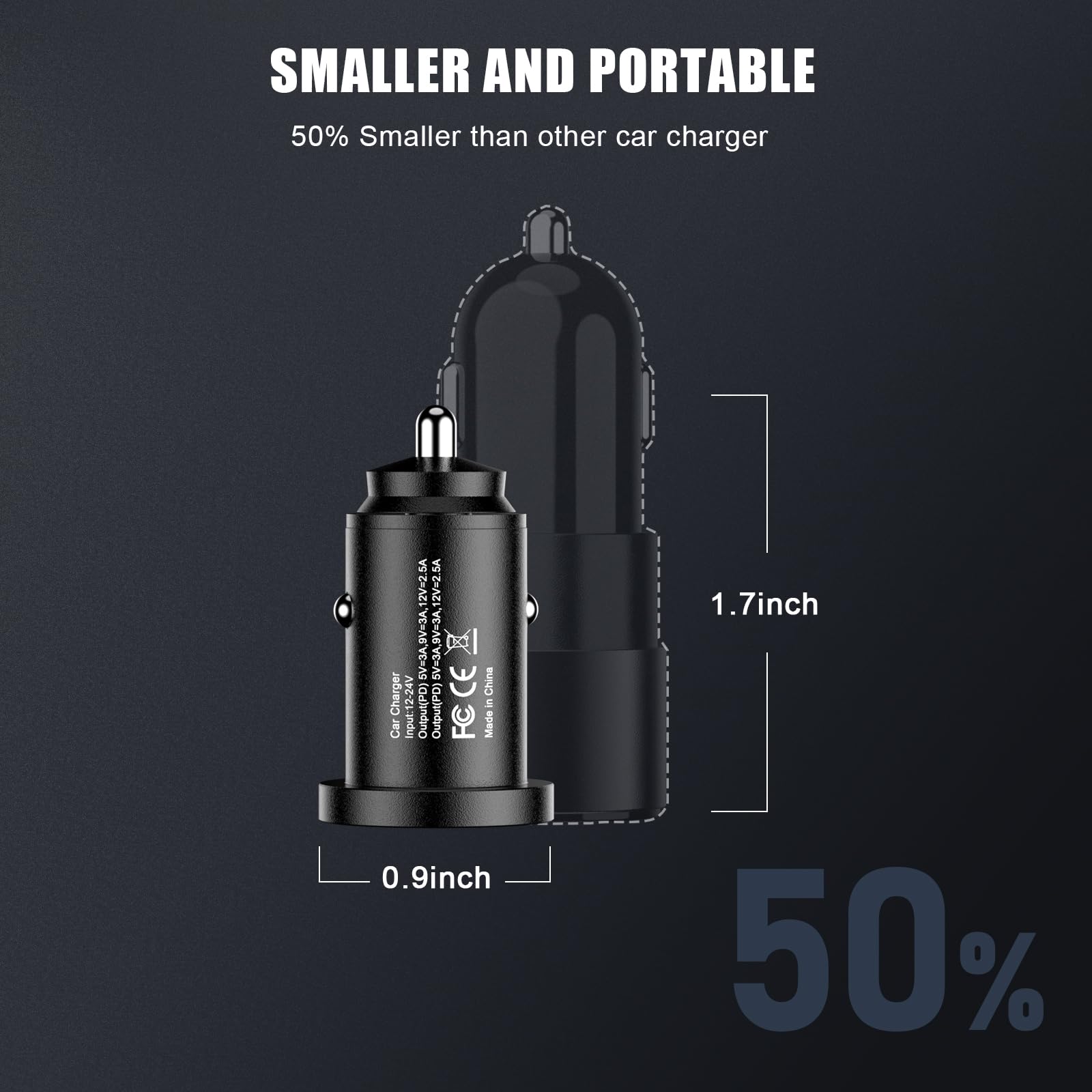 [MFi Certified] iPhone 15 Fast Car Charger, Mini 60W All Metal Dual USB C Car Charger Fast Charging Adapter & 2 Pack USB C to USB C Cord for iPhone 15/15 Plus/15 Pro/15 Pro Max/iPad Pro/Air/Mini