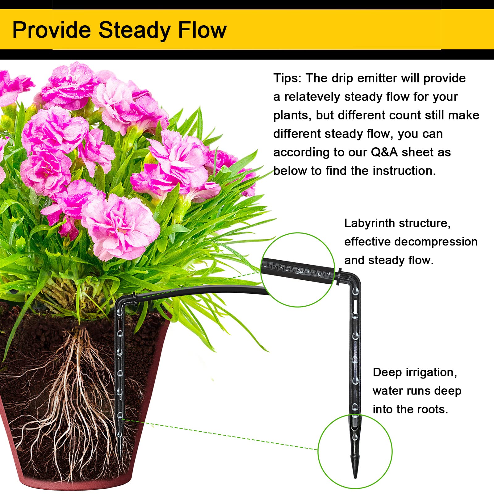 [Upgraded Pump] iPriro Big Power Automatic Drip Irrigation Kit for 10 Potted Plants, Indoor Automatic Watering System Plant Cultivation Equipment with a 5V USB, Pot Drip Irrigation Set, Care Equipment