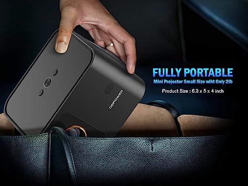[Electric Focus] 5G WiFi Mini Bluetooth Projector 4K Support, 300 ANSI HD 1080P Portable Video Projector, ±40° Vertical Keystone|Zoom|Timer, DBPOWER Smartphone Projector Outdoor Movie for PC/Laptop/TV