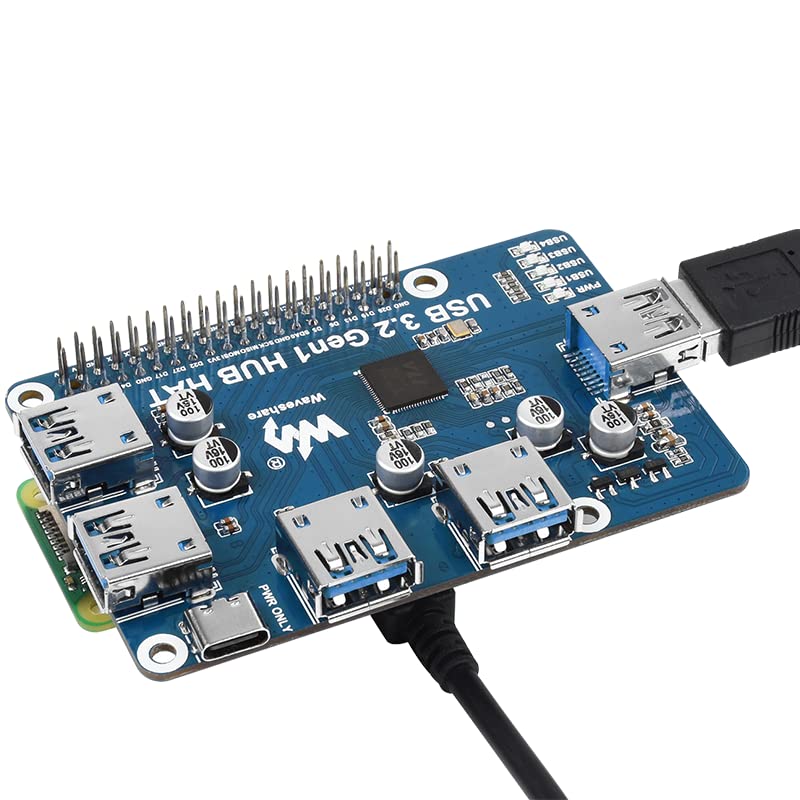 [OEM Accessories] USB 3.2 Gen1 HUB HAT DC 5V Expansion Board with 4X USB 3.2 Gen1 Ports 4Rasp0berry Pi 4B [Replacements]