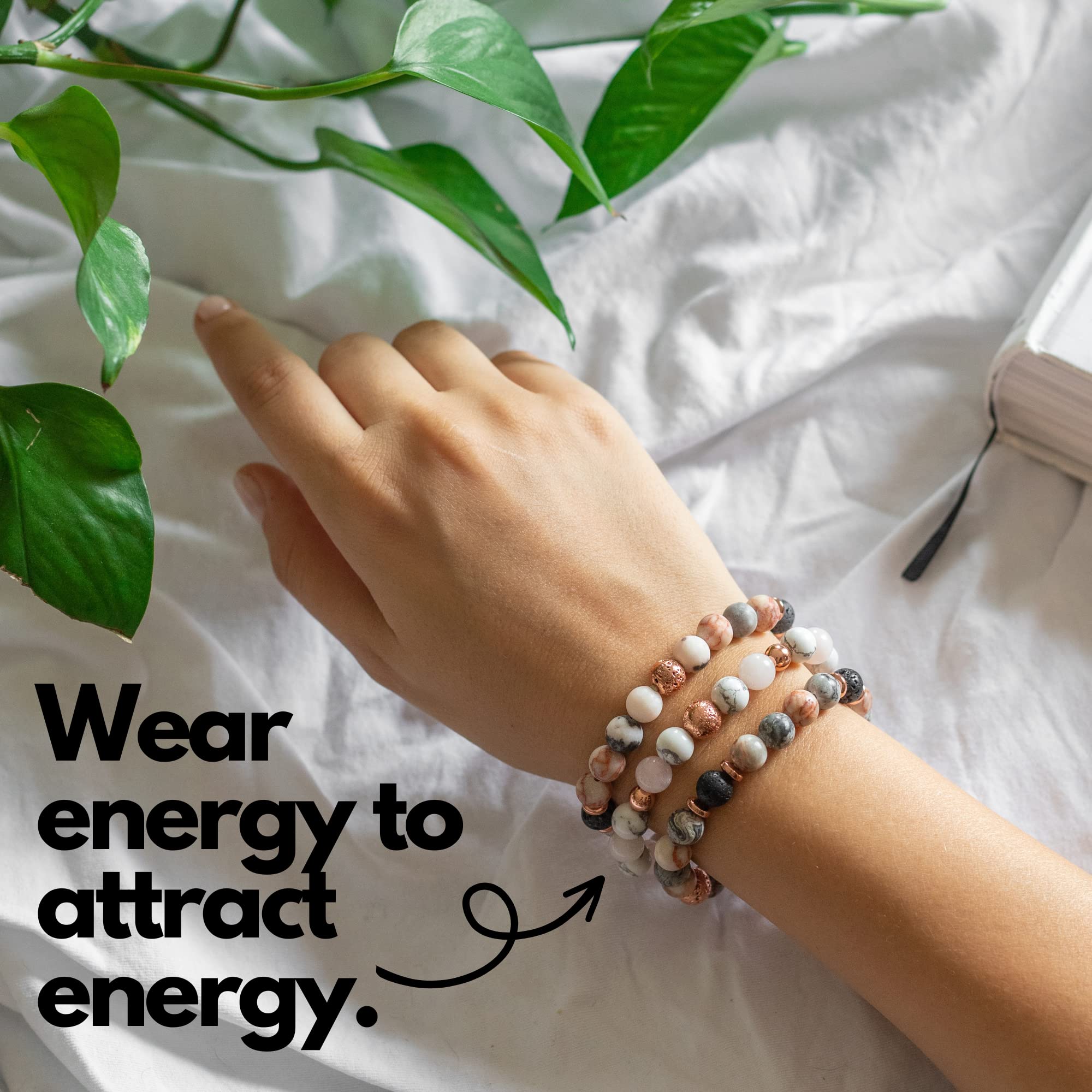 [Healing Trust] Lava Rock Bracelet with Lavender Essential Oil, Pink Zebra Jasper Essential Oil Diffuser Bracelet, Yoga Mediation Bracelet Stone Diffuser, pink zebra jasper, lava stone