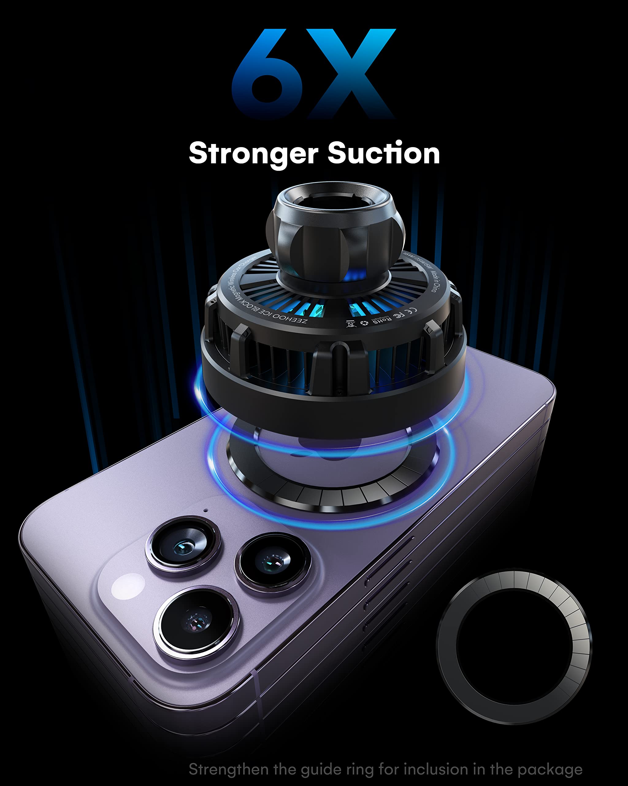 [Ice Cooling Charging] Compatible for Mag-Safe Car Charger,15W ICEBLOCK Magnetic Wireless Car Charger Mount, Hands Free Car Mount for iPhone 15 14 13 12 Pro Max Plus Mini Mag-Safe Case